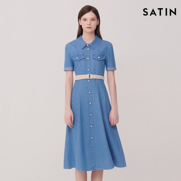 데님 진주 단추 원피스 S202M663-77 - SSG.COM