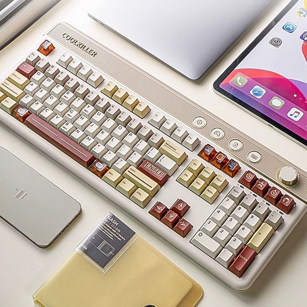 cool killer 무선 레트로 기계식 키보드 CK108 무선 블루투스 3모드 연결 전키핫스왑 RGB램프 - SSG.COM