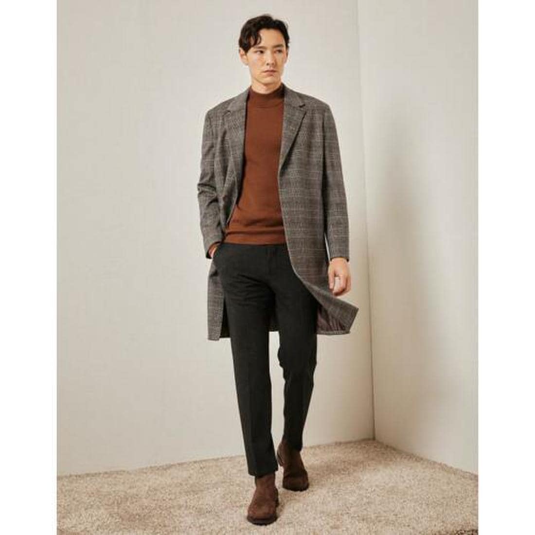 마에스트로 남성 21FW [PIACENZA] 이태리 원단 그레이 체크 캐시미어 코트 MACO1D0, 믿고 사는 즐거움 SSG.COM