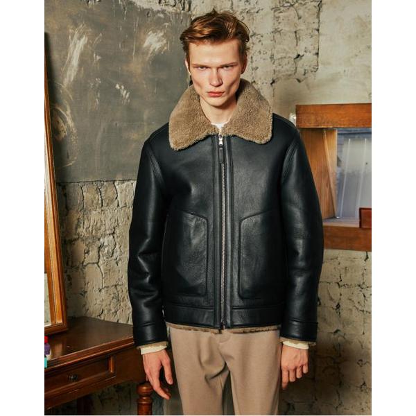 [21FW] 블랙 컬러배색 양가죽 양면무스탕 (HZJU1D673 BK) - SSG.COM