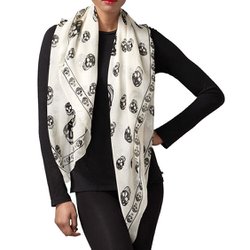 Alexander McQueen Classic Silk Chiffon Skull Scarf 110640 4Q010 9260 ...