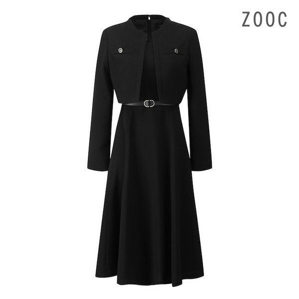 [ZOOC] 자켓 투피스형 벨티드 원피스 BK_V242PSE941 - SSG.COM