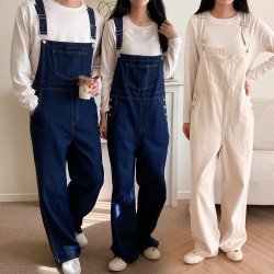 [BENJA] 남녀공용 루즈핏 데님 오버롤 멜빵바지 커플룩 - SSG.COM