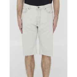 생로랑 Relaxed fit shorts in grey bleach white denim Shorts 731551Y01KA ...