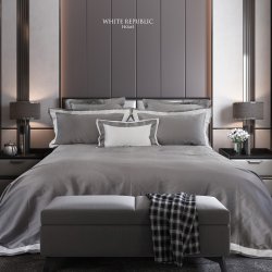 120수 이집션코튼 고밀도순면 포시즌스 호텔이불커버 세트 (그레이/화이트) (SS,Q,K) - SSG.COM