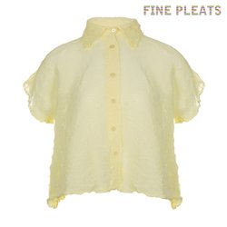 [FINE PLEATS] 피네 플리츠 반팔 A라인 숏 가디건 라이트 옐로우 - SSG.COM